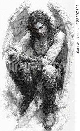 Fallen angel, beautiful daemon, Azazel. AI... - Stock Illustration ...