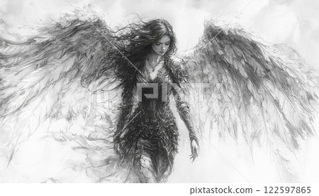Fallen angel, beautiful daemon, Azazel. AI... - Stock Illustration ...