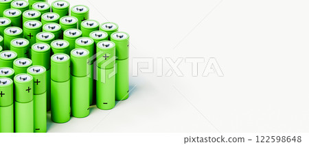 Green Batteries on White Background with Copy... - Stock Illustration ...