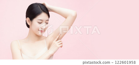 Beautiful Korean woman with flawless underarm... - Stock Illustration ...