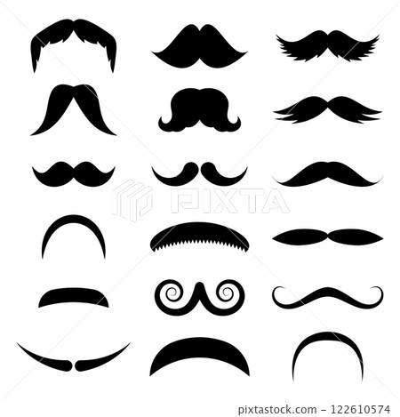 Set of Various Mustache Silhouettes Vector...-插圖素材 [122610574] - PIXTA圖庫