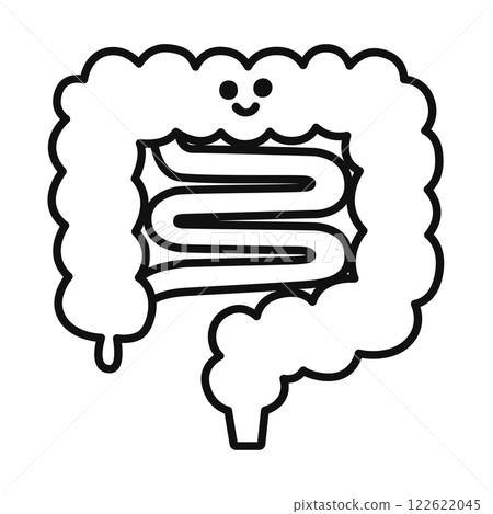 Cute large intestine and small intestine line... - Stock Illustration ...