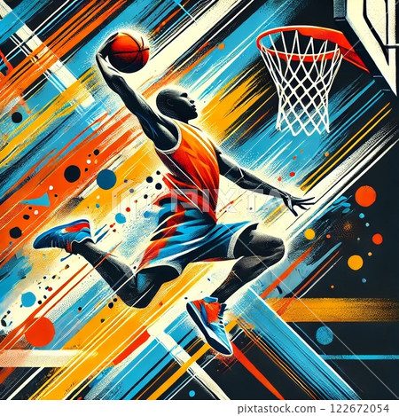 Person doing dunk shot - Stock Illustration [122672054] - PIXTA