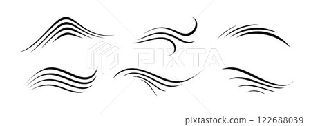 Wind motion line set. Flowing waves collection.... - Stock Illustration ...