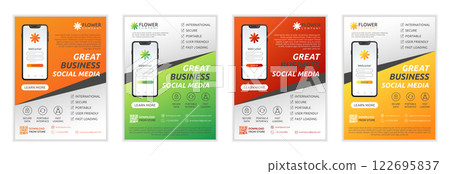 Mobile app template flyer. Promotion poster.... - Stock Illustration ...