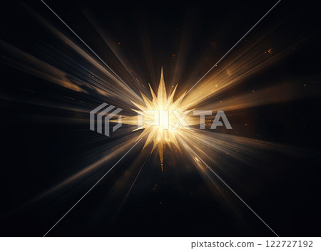 Star flare with yellow rays and beams on dark... - Stock Illustration ...