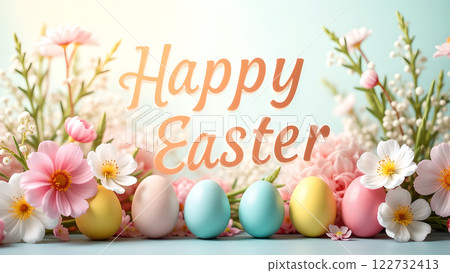 happy easter egg spring background-插圖素材 [122732413] - PIXTA圖庫