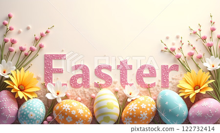 happy easter egg spring background-插圖素材 [122732414] - PIXTA圖庫