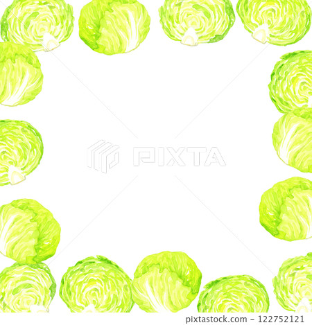 Fresh lettuce frame Hand-drawn watercolor... - Stock Illustration ...