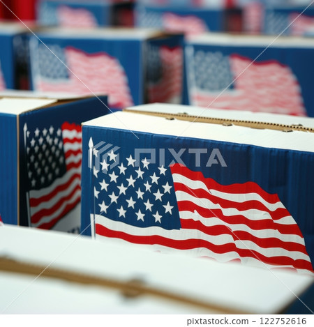 Absentee Voting Process: American Flags on... - Stock Illustration ...
