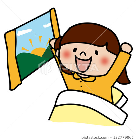 Child waking up in the morning (girl 2) - Stock Illustration [122779065 ...