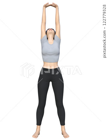 Stretching 3D illustration of a woman standing... - Stock Illustration ...