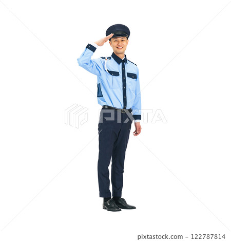 Saluting middle-aged male security guard -... - Stock Illustration ...