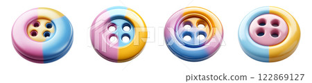 Four colorful, two-tone buttons with four holes... - Stock Illustration ...