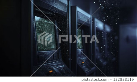 Dirty ATM Machines Covered in Fingerprints in...-插圖素材 [122888119] - PIXTA圖庫