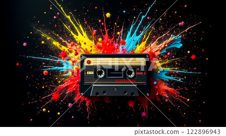 Bright splashes of color surround a classic... - Stock Illustration ...