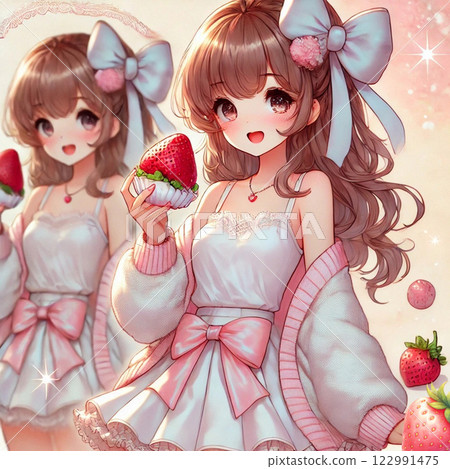 Strawberry Princess's Munching Time - Soft and... - Stock Illustration ...