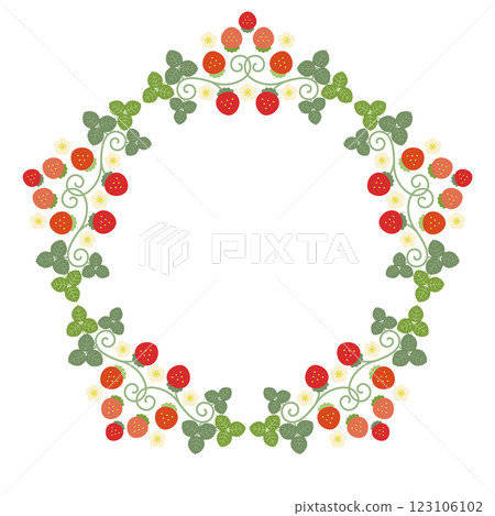 Red strawberry circle frame 9 - Stock Illustration [123106102] - PIXTA