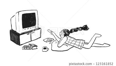 Watching a CRT TV - Stock Illustration [123161852] - PIXTA