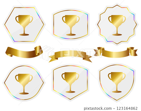 A set of 6 luxurious trophy emblems in white... - Stock Illustration ...