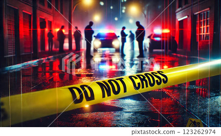 Police cordon off at a crime scene - Stock Illustration [123262974] - PIXTA