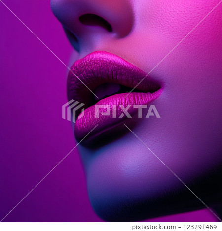 Close-up of a face with fuchsia lips. The... - Stock Illustration ...