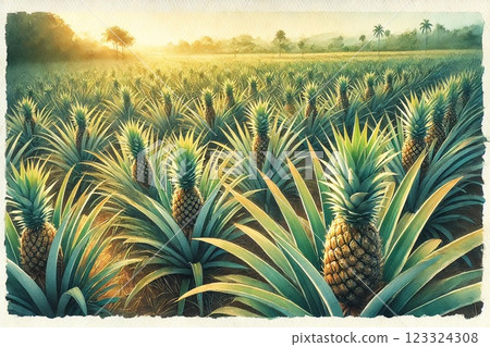 Pineapple field - Stock Illustration [123324308] - PIXTA
