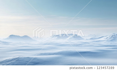 A vast, snow-covered plain with mountains in... - Stock Illustration ...