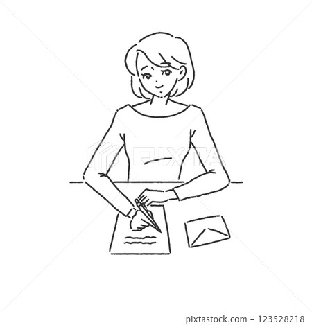 A line art of a woman writing a letter - Stock Illustration [123528218 ...