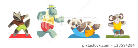 Funny Animals Doing Sport and Physical Exercise... - Stock Illustration ...