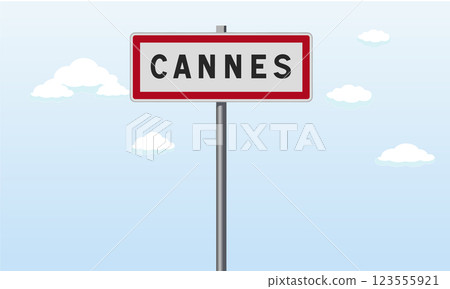 Entrance sign to the city of Cannes.-插圖素材 [123555921] - PIXTA圖庫