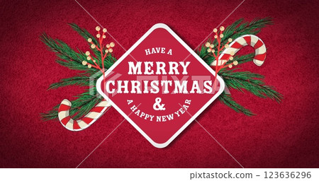 Image of christmas greetings text in frame with... - Stock Illustration ...