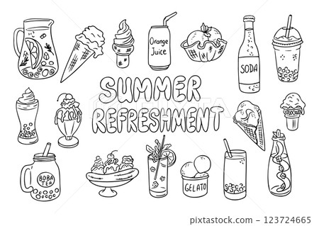 Summer refreshment hand drawn illustration... - Stock Illustration ...