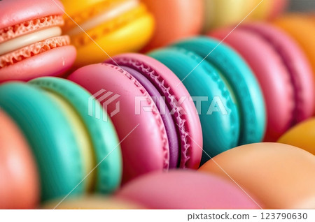 Rainbow Symphony of French Macarons A Delicate...-插圖素材 [123790630 ...