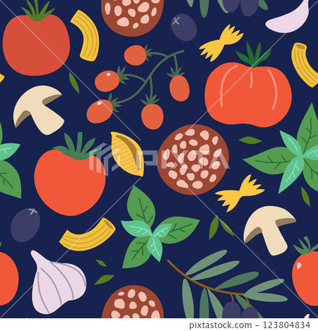Seamless pattern with Italian food elements.... - Stock Illustration ...
