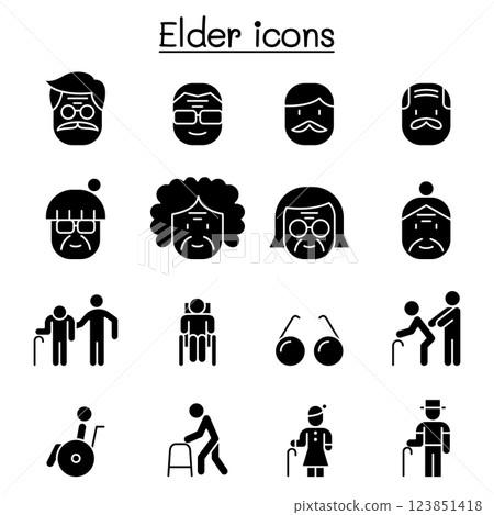 Elder icon set in glyph style-插圖素材 [123851418] - PIXTA圖庫