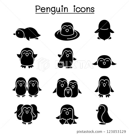 Penguin icon set in glyph style - Stock Illustration [123853129] - PIXTA