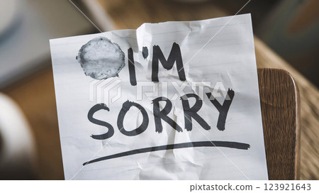 An apology note, handwritten, with smudged ink... - Stock Illustration ...