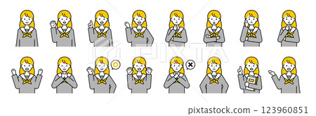 Upper body pose set_simple female student - Stock Illustration ...