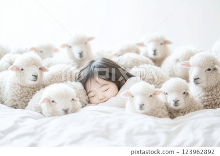 Counting sheep brings peaceful sleep - Stock Illustration [123962892 ...