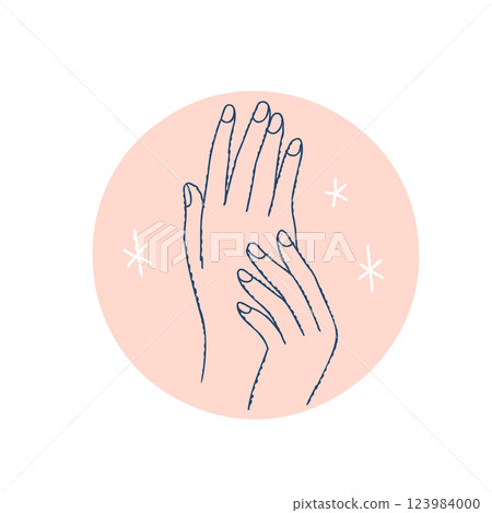 Hand care, beautiful hands, round background - Stock Illustration ...