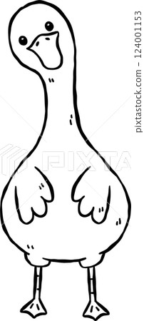 Cute Silly Goose Outline Funny Standing Cartoon... - Stock Illustration ...