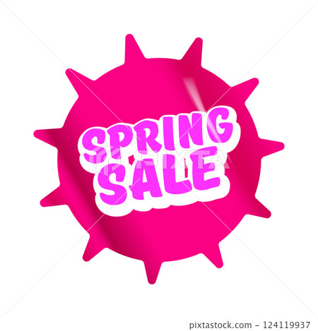 Spring sale round pink sticker isolated on... - Stock Illustration ...