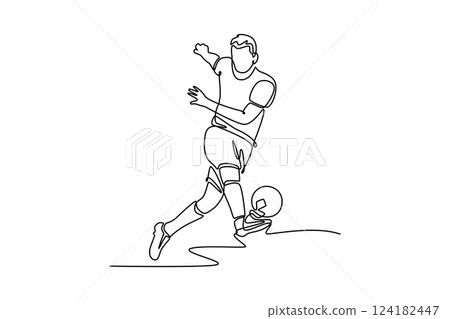 Single one line drawing male football striker... - Stock Illustration ...