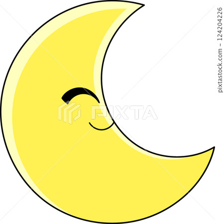 Cute Smiling Crescent Moon with Happy... - Stock Illustration ...
