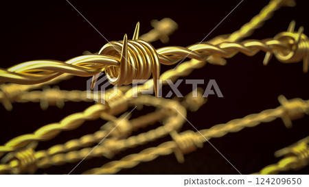 The Gold barbed wire for security or war... - Stock Illustration ...