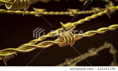 The Gold barbed wire for security or war... - Stock Illustration ...