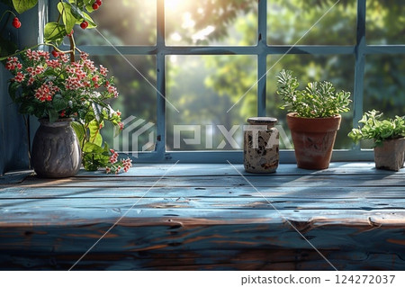 A tranquil scene of a sunlit window sill... - Stock Illustration ...