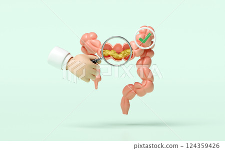 3d human colon cross section with waste in the...-插圖素材 [124359426 ...