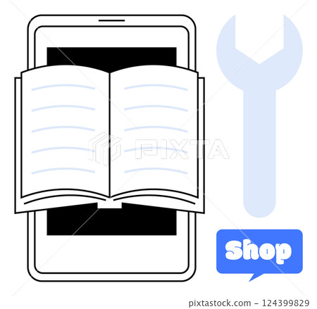 E-book displayed on a smartphone screen... - Stock Illustration ...